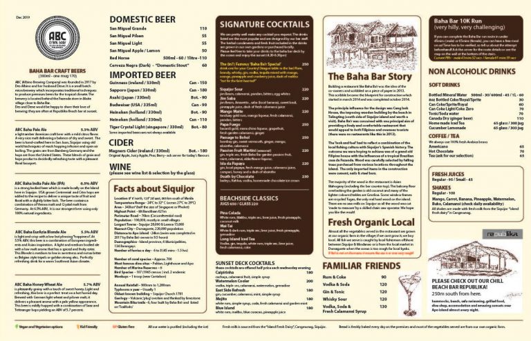 Kitchen Menu - Baha Bar